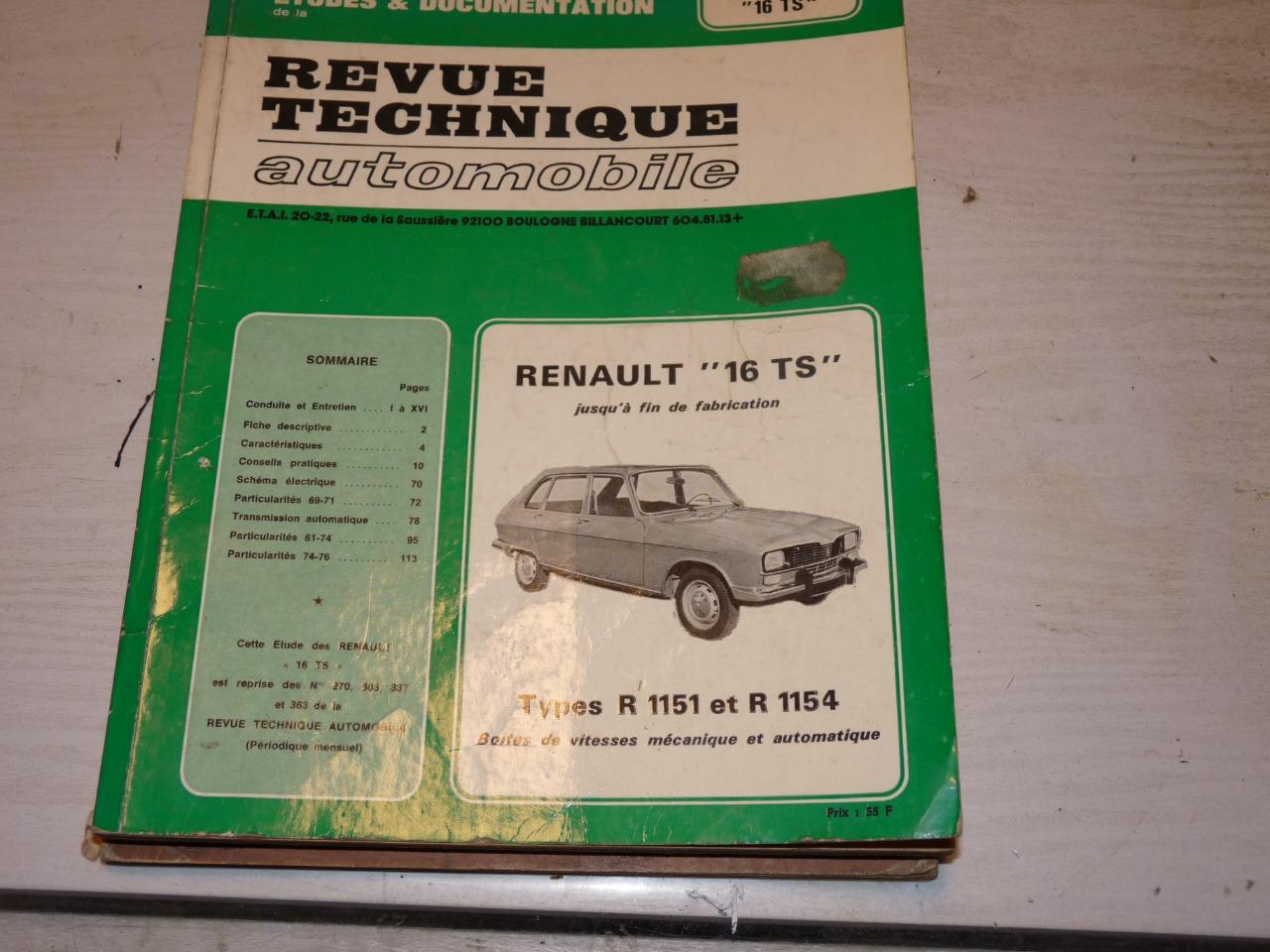 Fiche Technique Renault 16 Ts