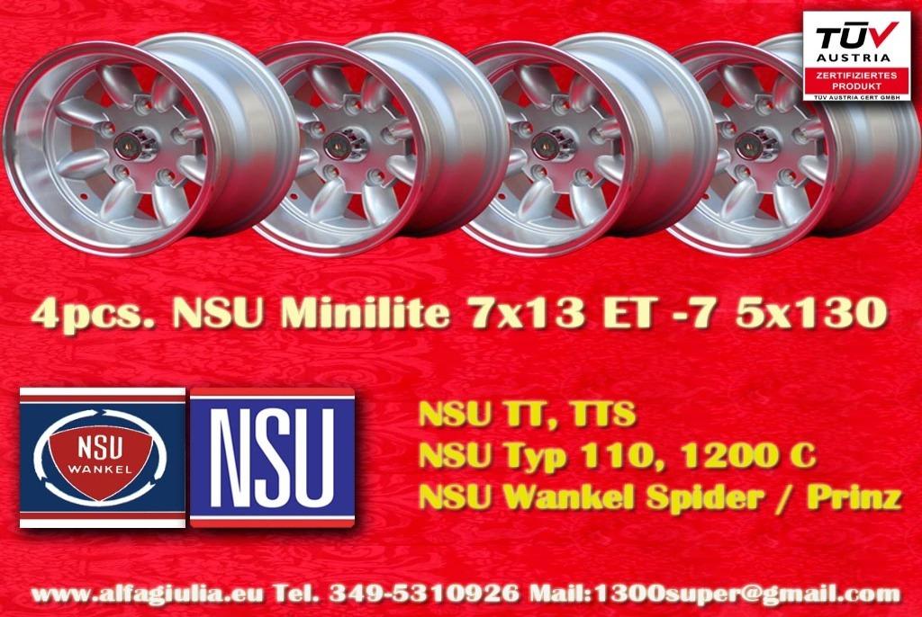 4 pcs jantes Honda NSU Minilite 7x13 ET-7 NSU TT à vendre