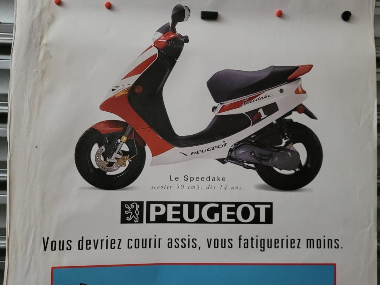 Affiche Publicité d'époque "Peugeot Speedake" à vendre